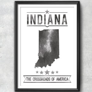 INDIANA State Typography Print, Typography Poster, Indiana Poster ...