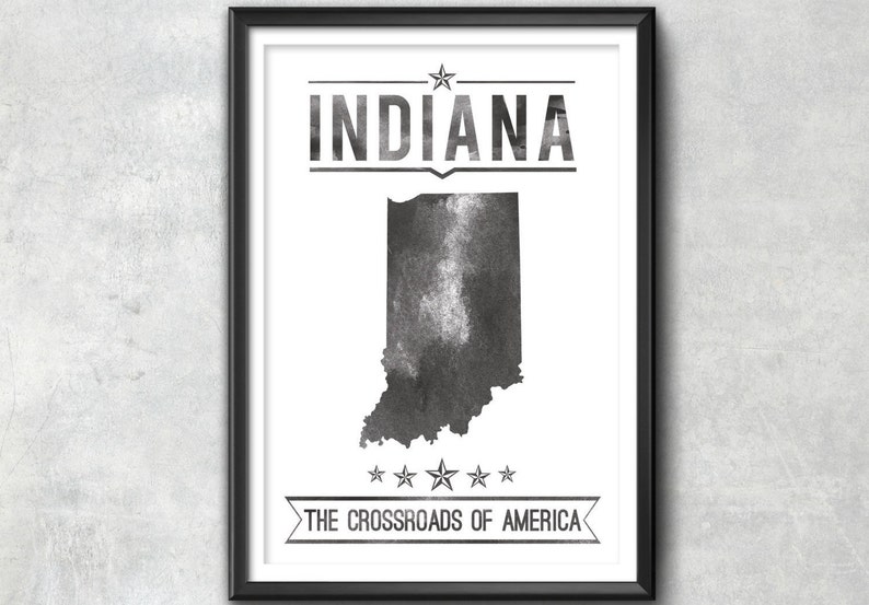 INDIANA State Typography Print Typography Poster Indiana - Etsy