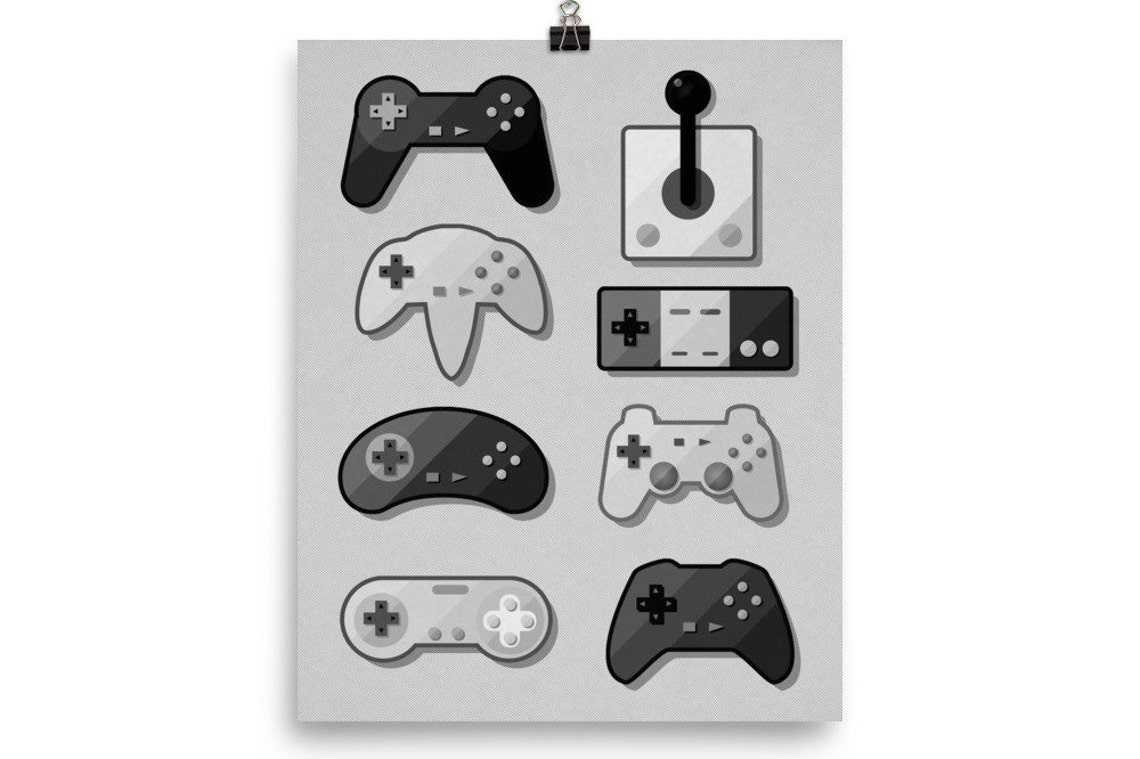 GAME PAD PRINT Gamer Gift Gaming Poster Gaming Art Gaming | Etsy