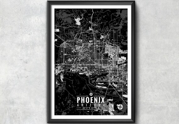 MAPA PHOENIX con coordenadas mapa de Phoenix mapa de arte | Etsy México
