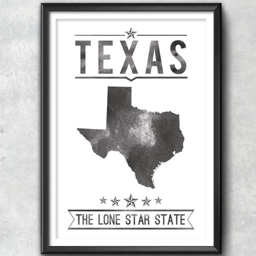 Texas Travel Poster Texas State Map Poster the Lone Star - Etsy