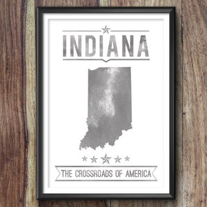 INDIANA State Typography Print, Typography Poster, Indiana Poster ...
