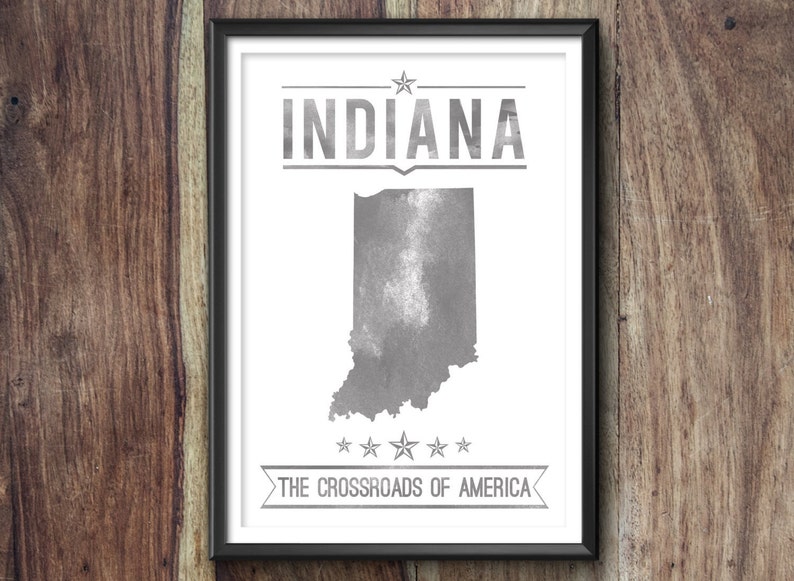 INDIANA State Typography Print Typography Poster Indiana - Etsy