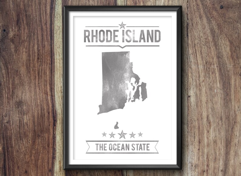 RHODE ISLAND State Typography Print Typography Poster Rhode | Etsy