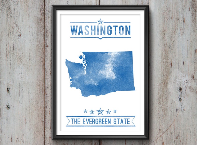 WASHINGTON State Typography Print Typography Poster - Etsy
