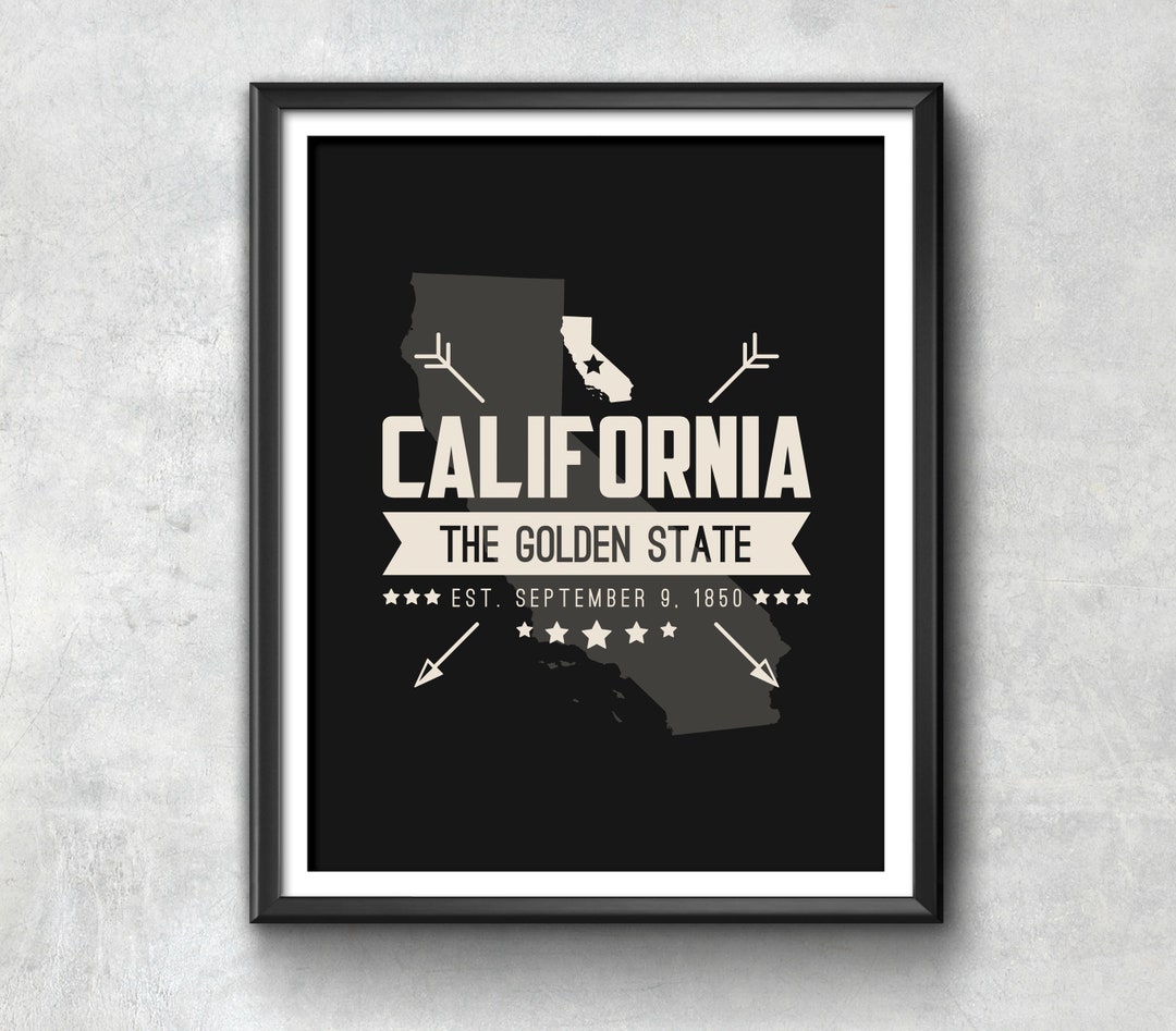CALIFORNIA State Badge Print, California Wall Art, Typography Poster ...