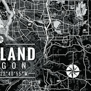 PORTLAND Oregon Map With Coordinates, Portland Wall Art, Portland Map ...