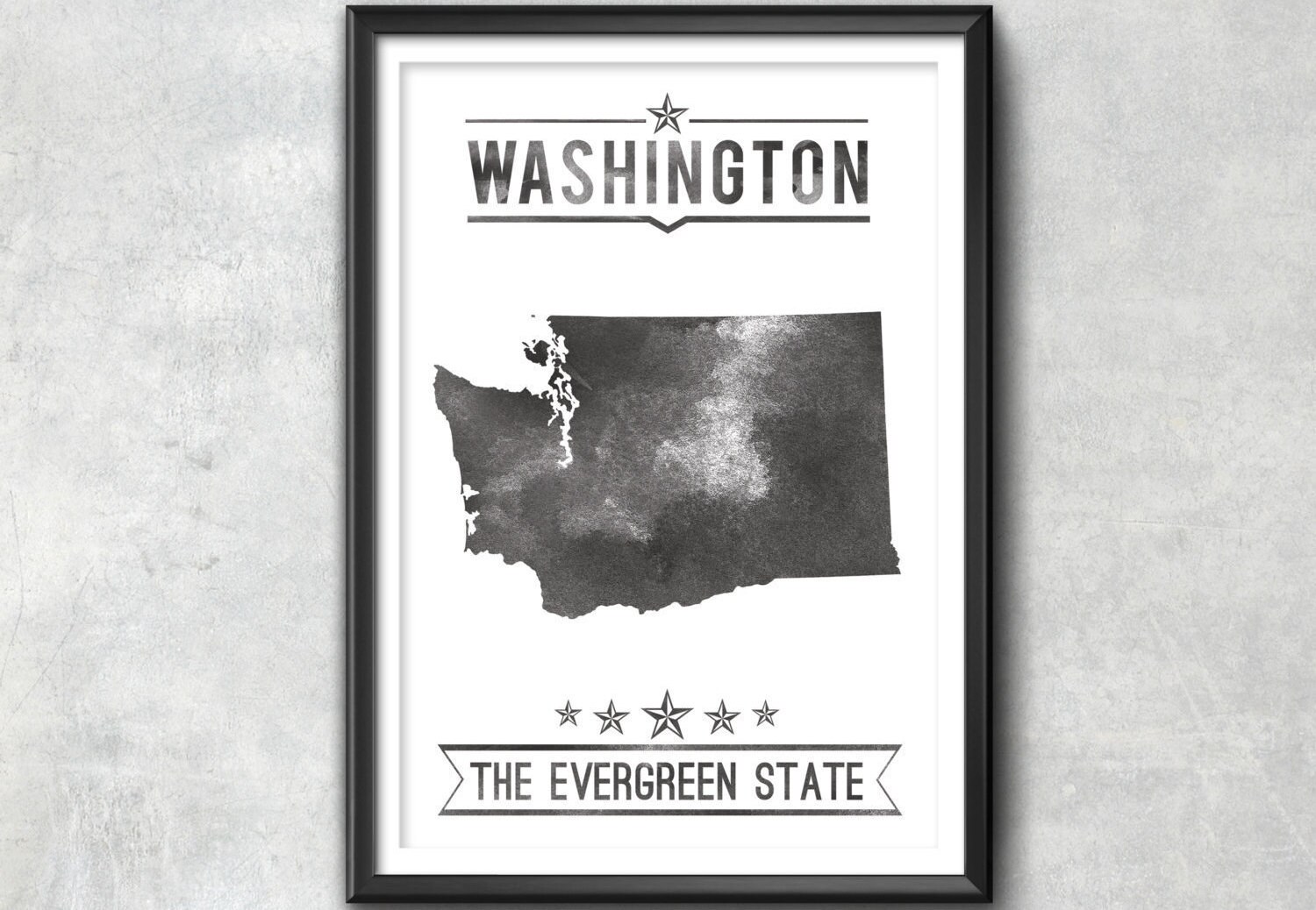 WASHINGTON State Typography Print Typography Poster | Etsy