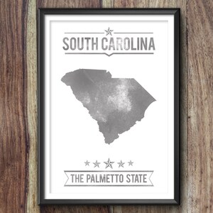 SOUTH CAROLINA State Typography Print Poster South Carolina - Etsy