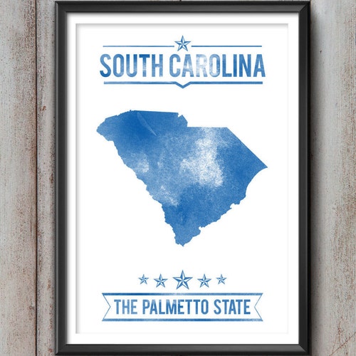 SOUTH CAROLINA State Typography Print Poster South Carolina | Etsy