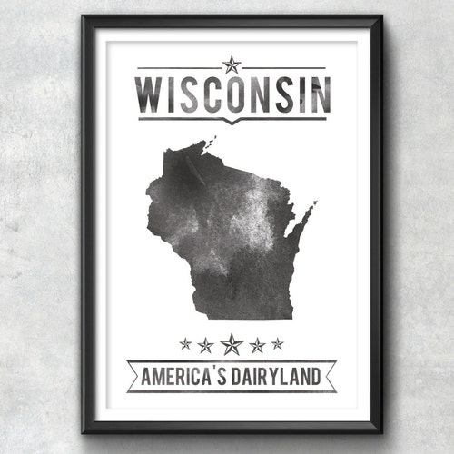 WISCONSIN State Typography Print Typography Poster Wisconsin - Etsy