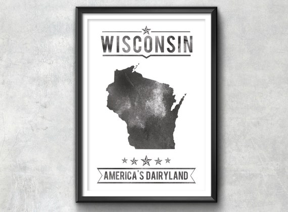 WISCONSIN State Typography Print Typography Poster Wisconsin | Etsy
