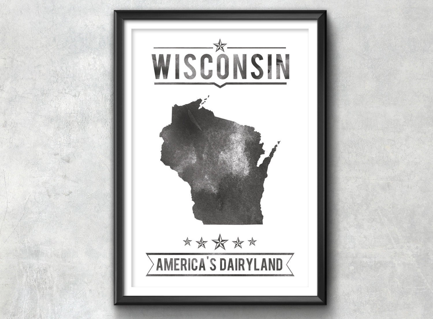 WISCONSIN State Typography Print Typography Poster Wisconsin - Etsy