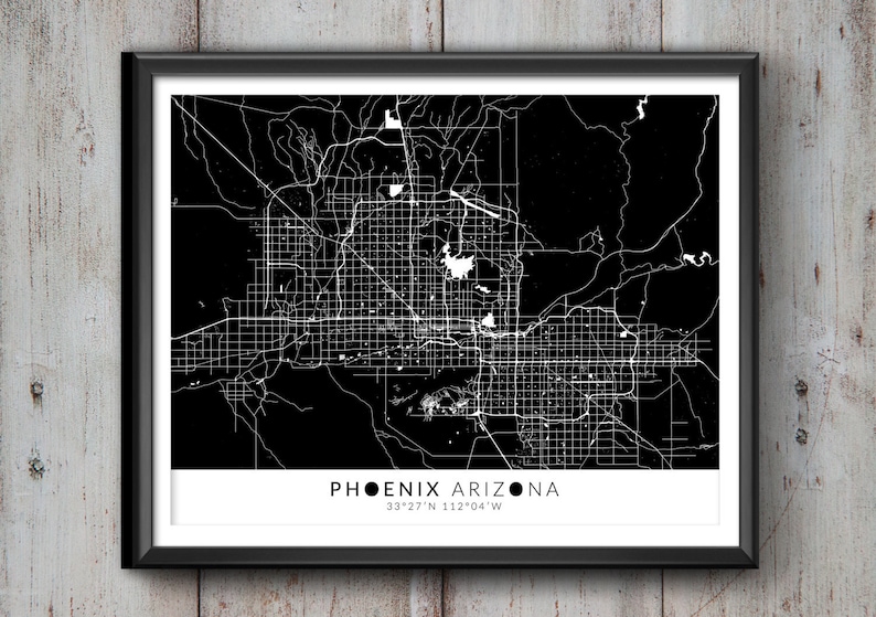PHOENIX Map With Coordinates Phoenix Map Map Art Map Print | Etsy