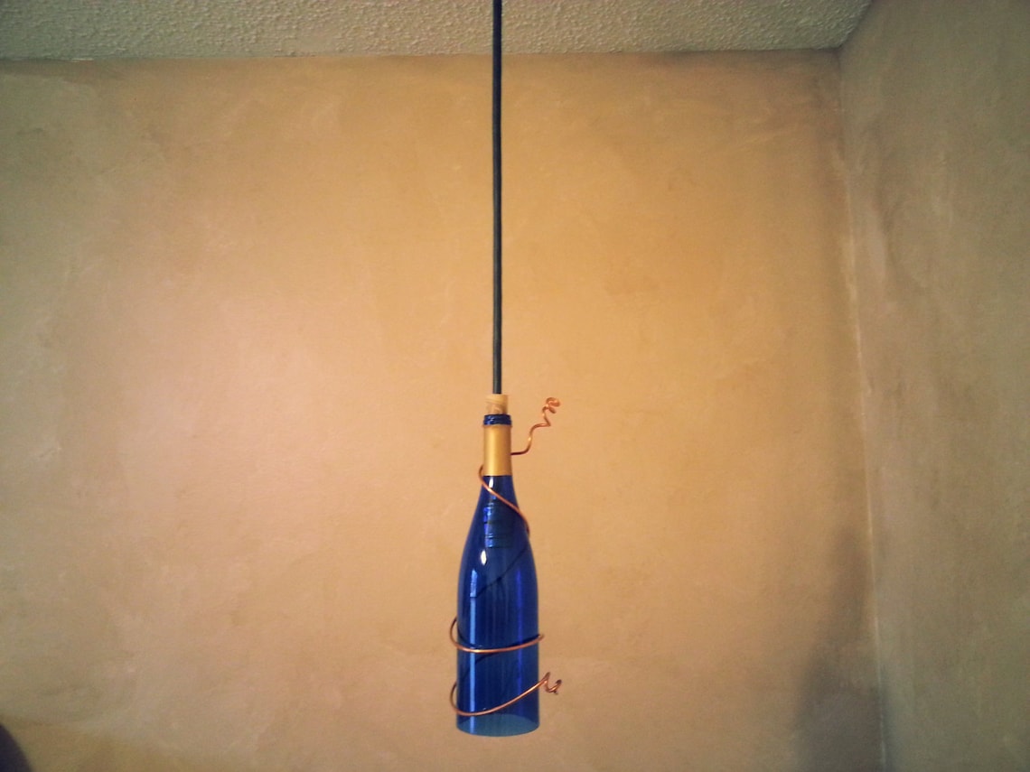 Wine Bottle Pendant With Copper Wire Vine - Etsy