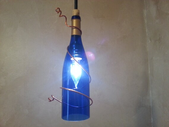 Wine Bottle Pendant With Copper Wire Vine - Etsy