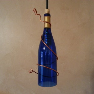 Wine Bottle Pendant With Copper Wire Vine - Etsy