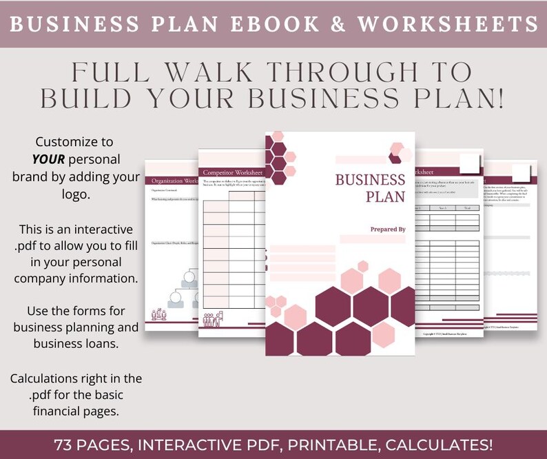 Comprehensive 73-page Business Plan Workbook | Interactive PDF With ...