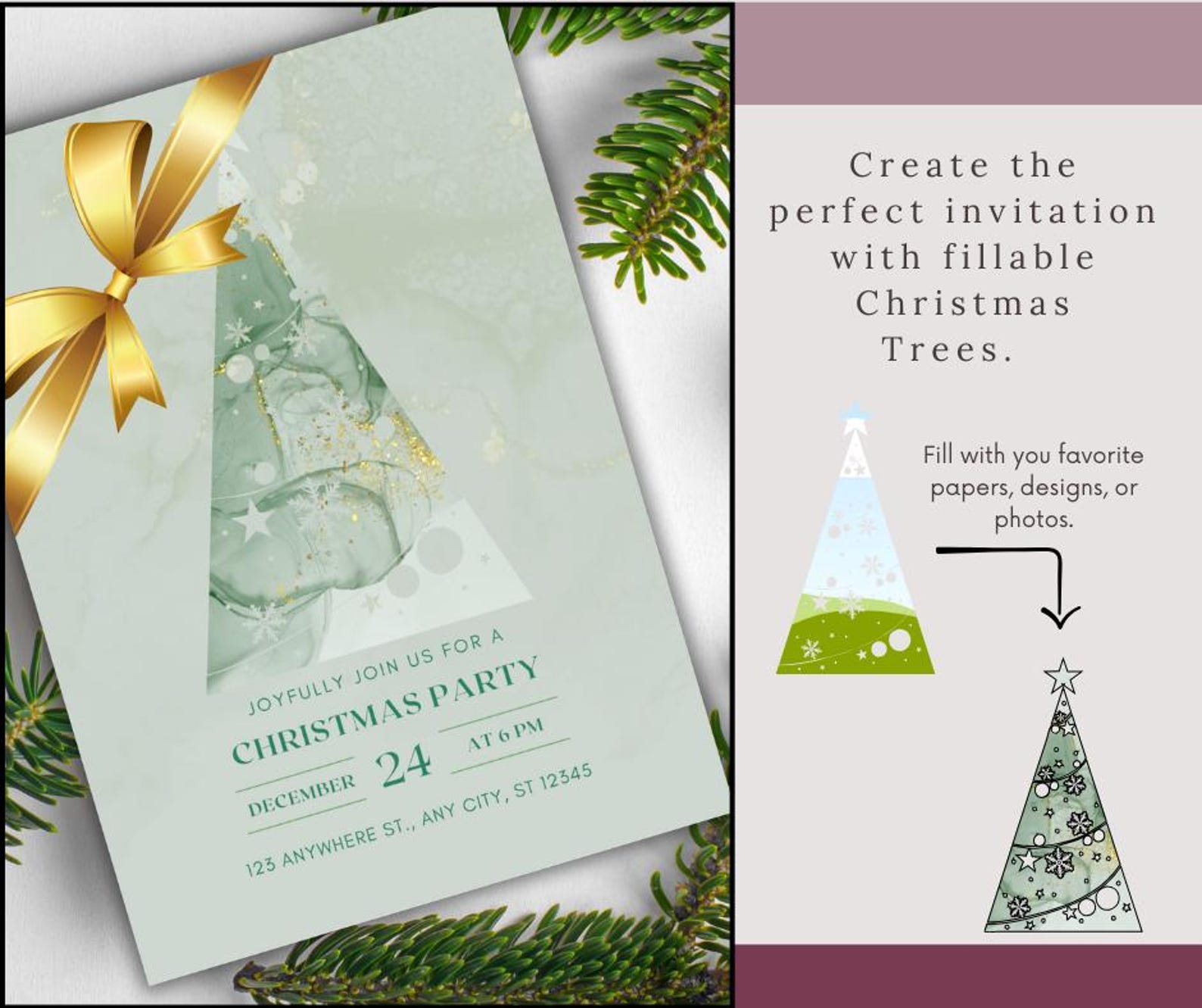 18 Fillable Canva Christmas Tree Frames Perfect for Holiday Cards ...