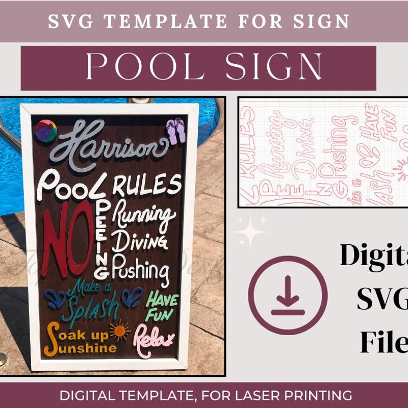Pool Signs Svg - Etsy