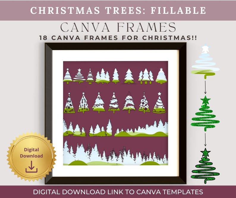 18 Fillable Canva Christmas Tree Frames Perfect for Holiday Cards ...