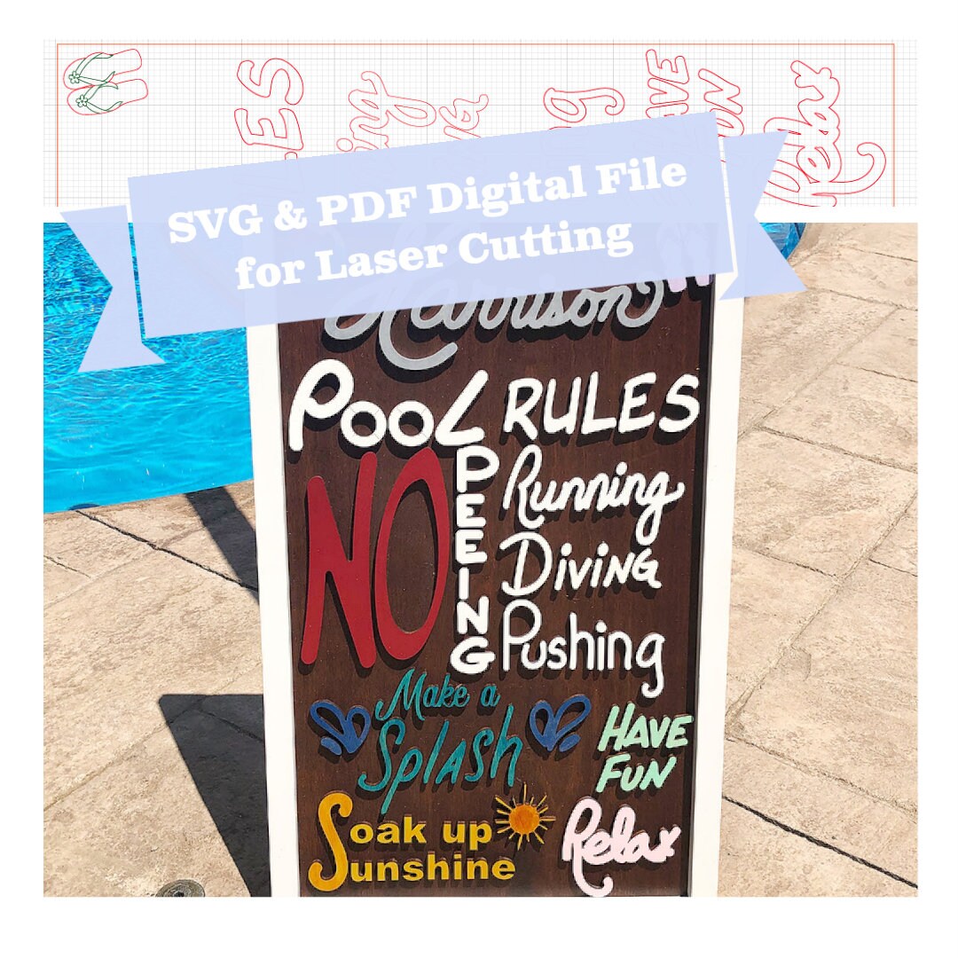 Pool Rules Sign, SVG DIGITAL FILE, File for Laser Cutting, Glowforge ...