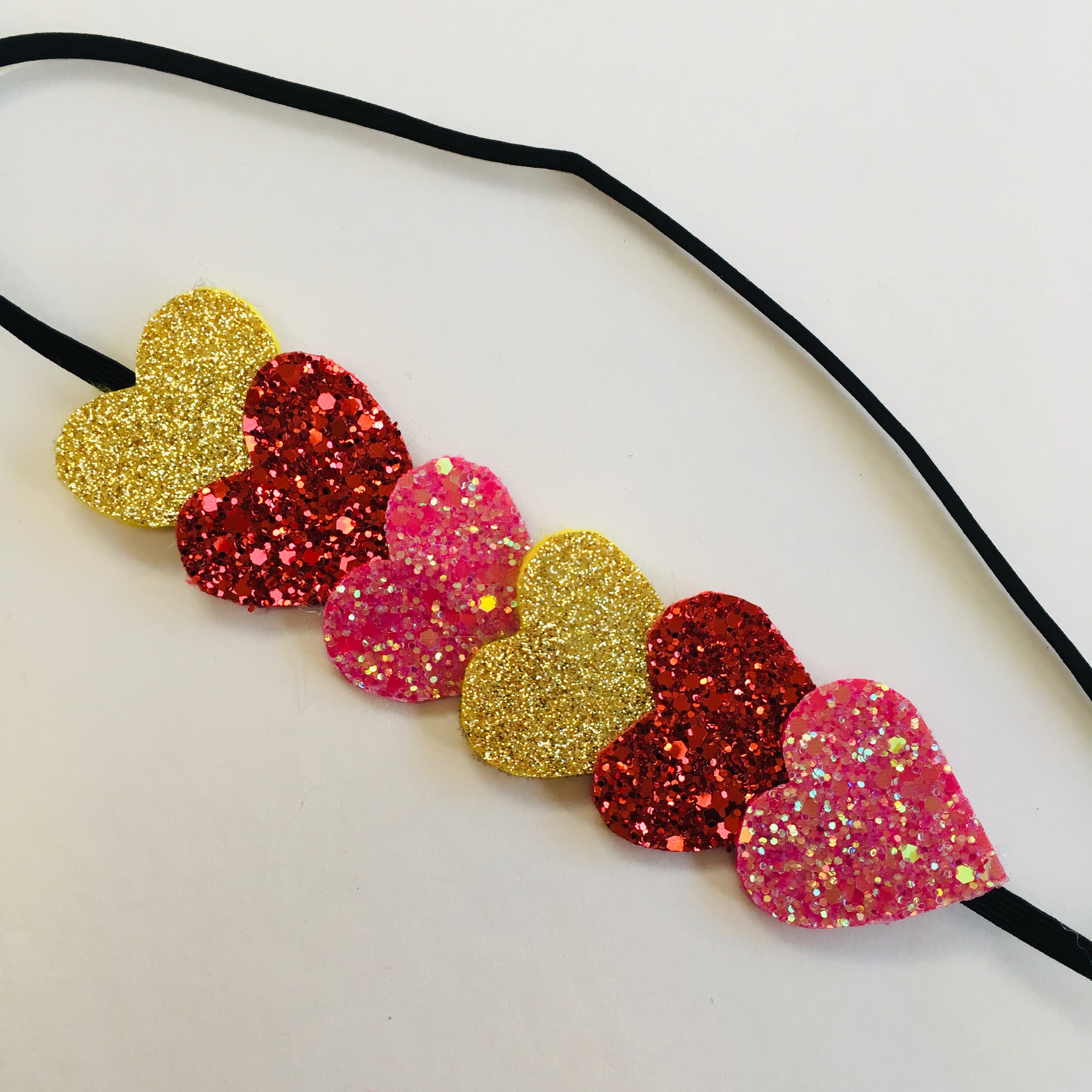 Elasticated Glitter Heart Headband Non-Slip Kids Glitter Hair | Etsy