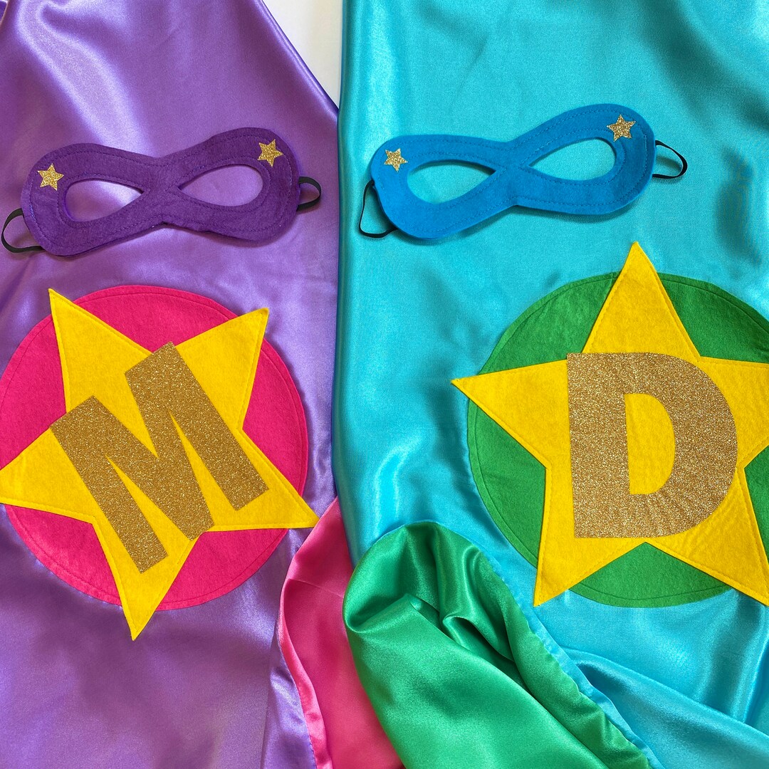 Personalized Superhero Cape: Satin Lined Costume With Glitter Letter - Etsy