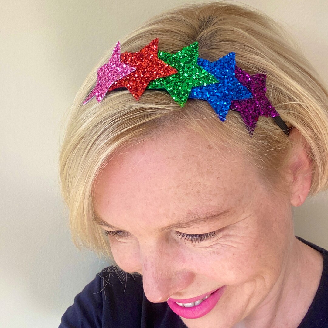 Glitter Star Headband: Rainbow Felt Hair Band for Kids & Adults - Etsy