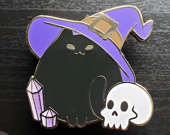 Pumpkin Cat Enamel Pin, Halloween Cat Pin, Autumn Pin, Black Cat Art - Etsy