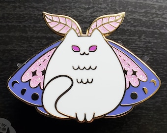 Moth Moon Enamel Pin, Luna Moth Pin Badge, Glitter Moon Badge ...