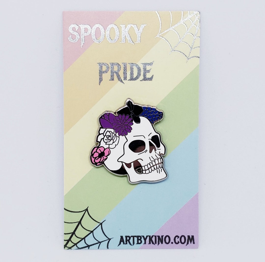 Spooky Genderfluid Pride Skull Enamel Pin - Etsy