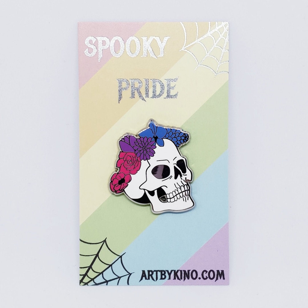 Spooky Bisexual Pride Skull Enamel Pin - Etsy
