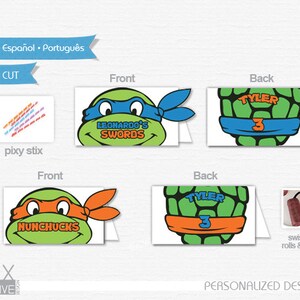 INSTANT DOWNLOAD Turtles Folded Food Labels DIY Ninja Printable Paper ...