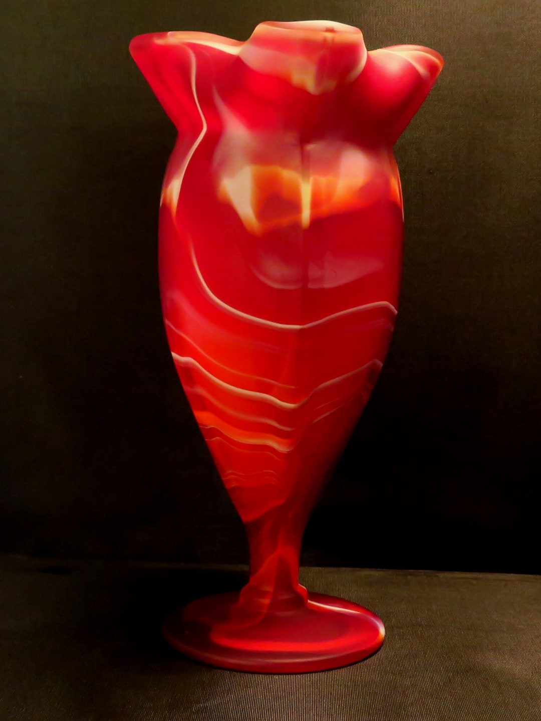 Vintage Satin Finished Red Slag Glass Vase! - Etsy