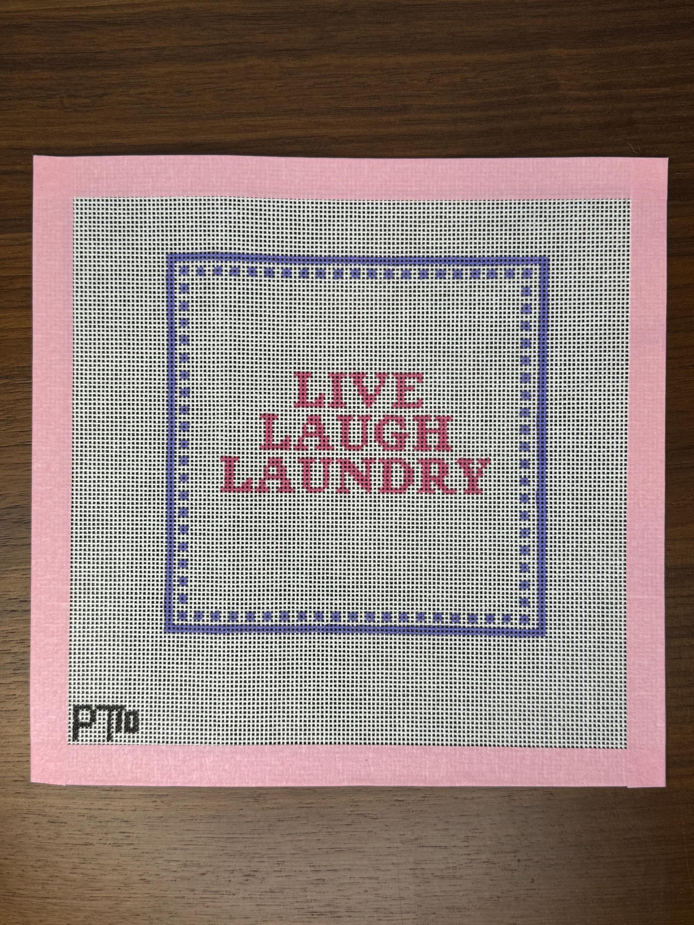 Live Laugh Laundry Needlepoint Canvas | Hand-painted 18 Mesh, 5" X 5 ...