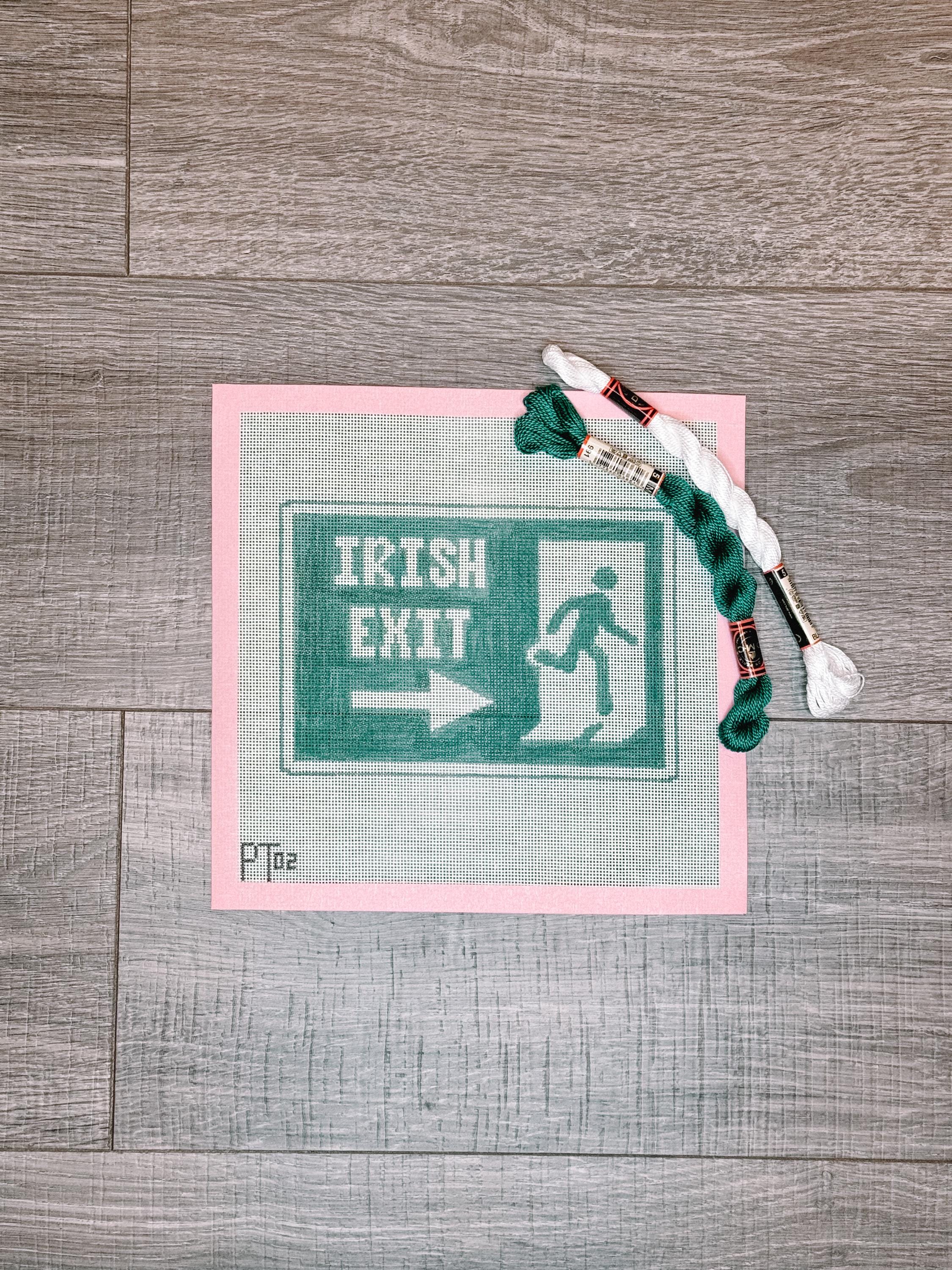Irish Exit Needlepoint Canvas: Hand-painted St. Patrick's Day Design ...