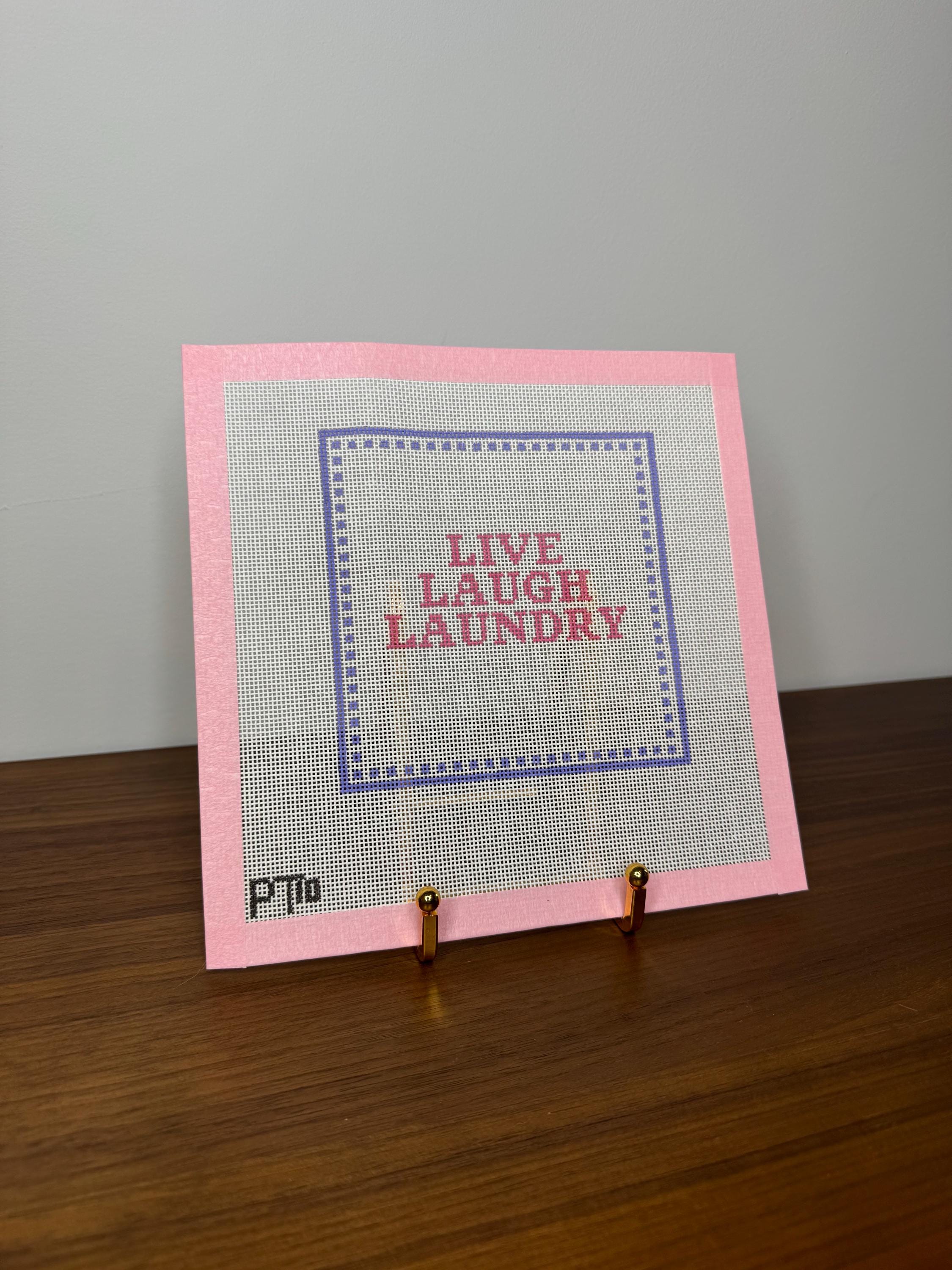 Live Laugh Laundry Needlepoint Canvas | Hand-painted 18 Mesh, 5" X 5 ...