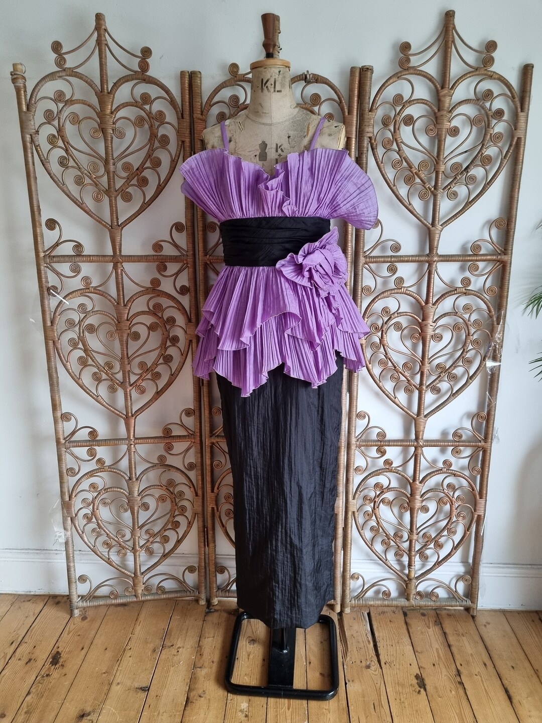 Vintage Purple Black John Charles 80s Midi Dress XS S - Etsy