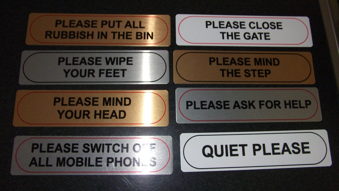 170x40mm Please Signs Polite Sign ANY WORDING Business Home - Etsy