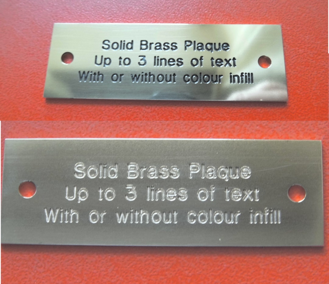 75x25mm Solid Brass Polished Personalised Engraved Plaque Sign Bench ...