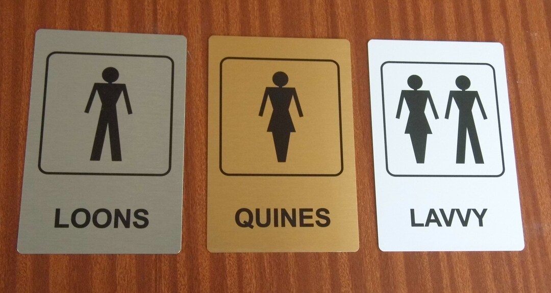 100x150mm Doric Toilet Signs, North East Scotland Dialect. Quine Loon ...