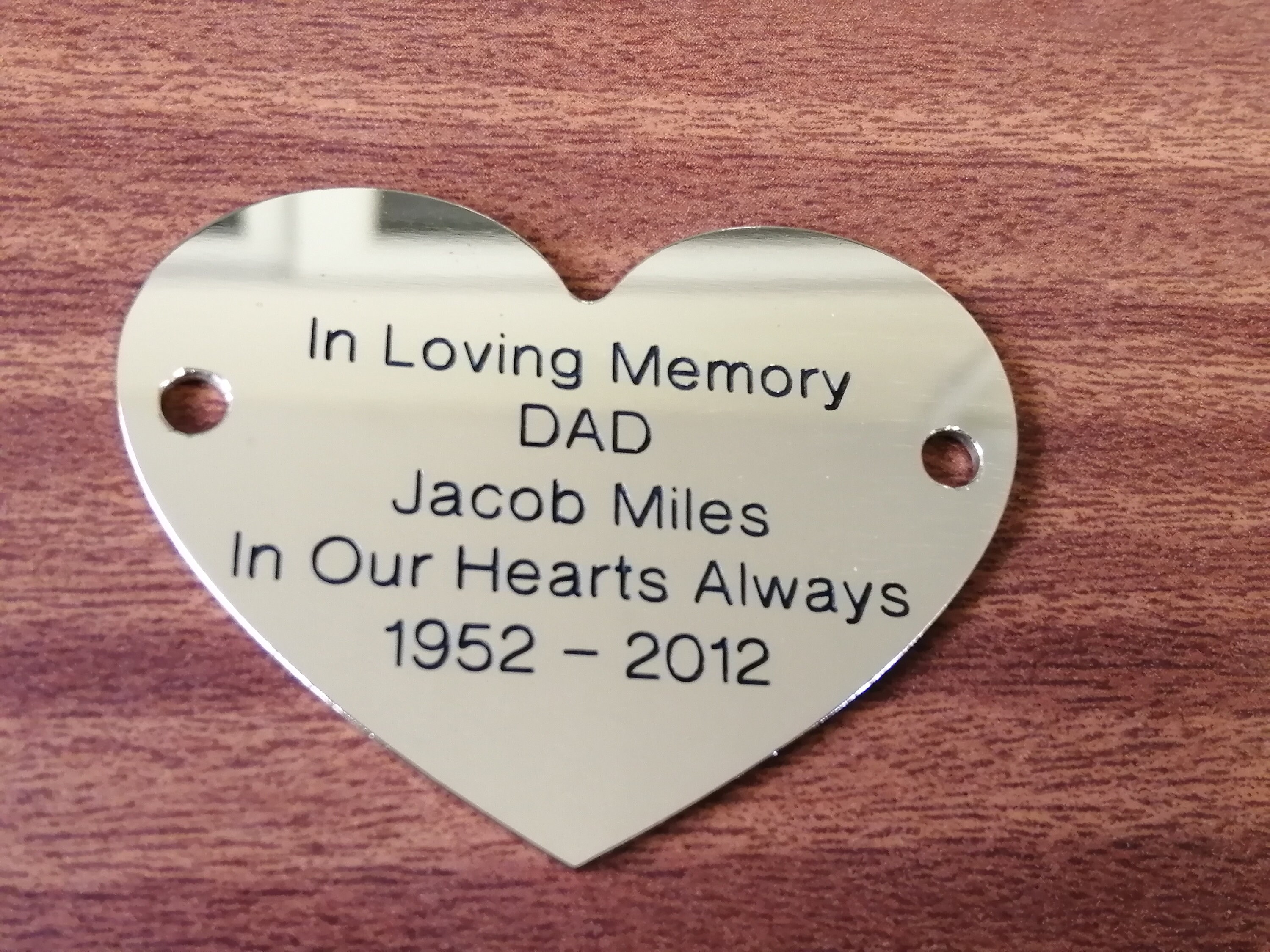 Solid Brass Personalised Engraved Memorial Heart Plaque 60x45mm - Etsy UK
