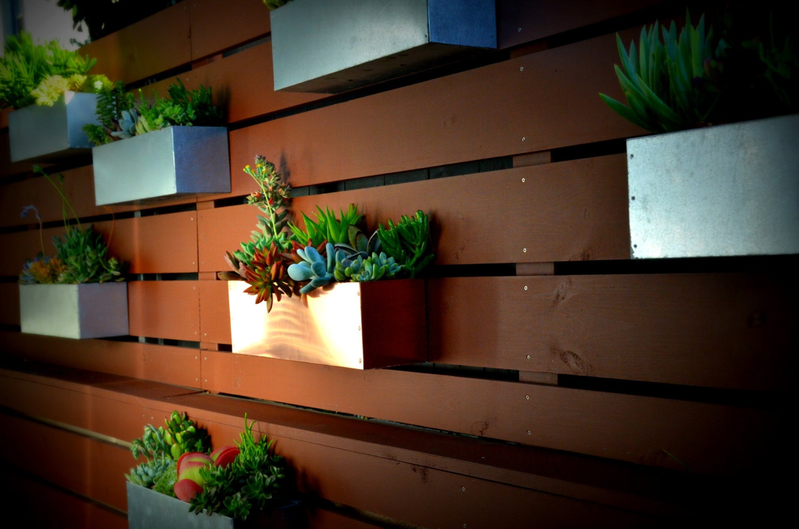 Copper Hanging Planter Box/ Horizontal Fence Planter/ Succulent Wall ...