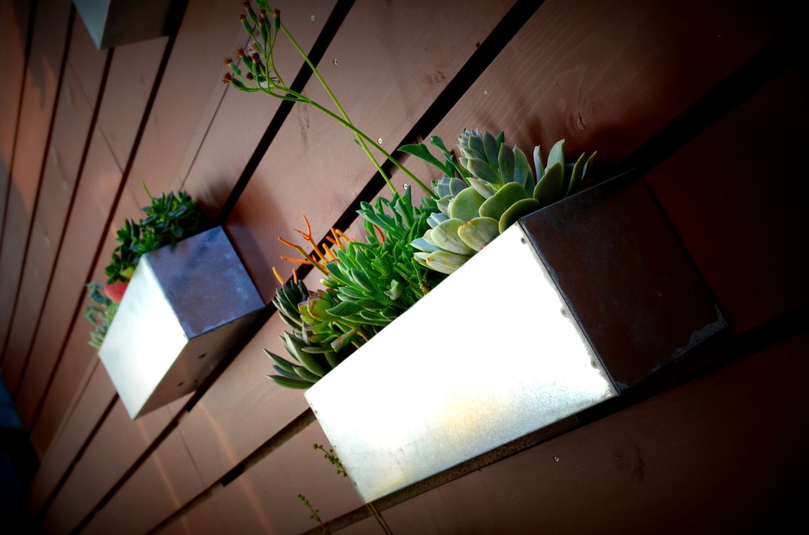 Stainless Steel Hanging Planter Box/ Horizontal Fence Planter/ | Etsy