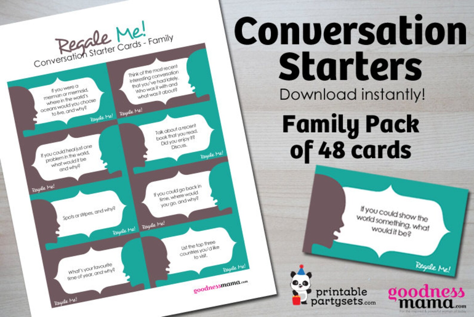 Printable Conversation Starters / Dinner Conversation Starter Cards ...