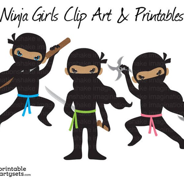 Ninja Girl Clipart - Etsy
