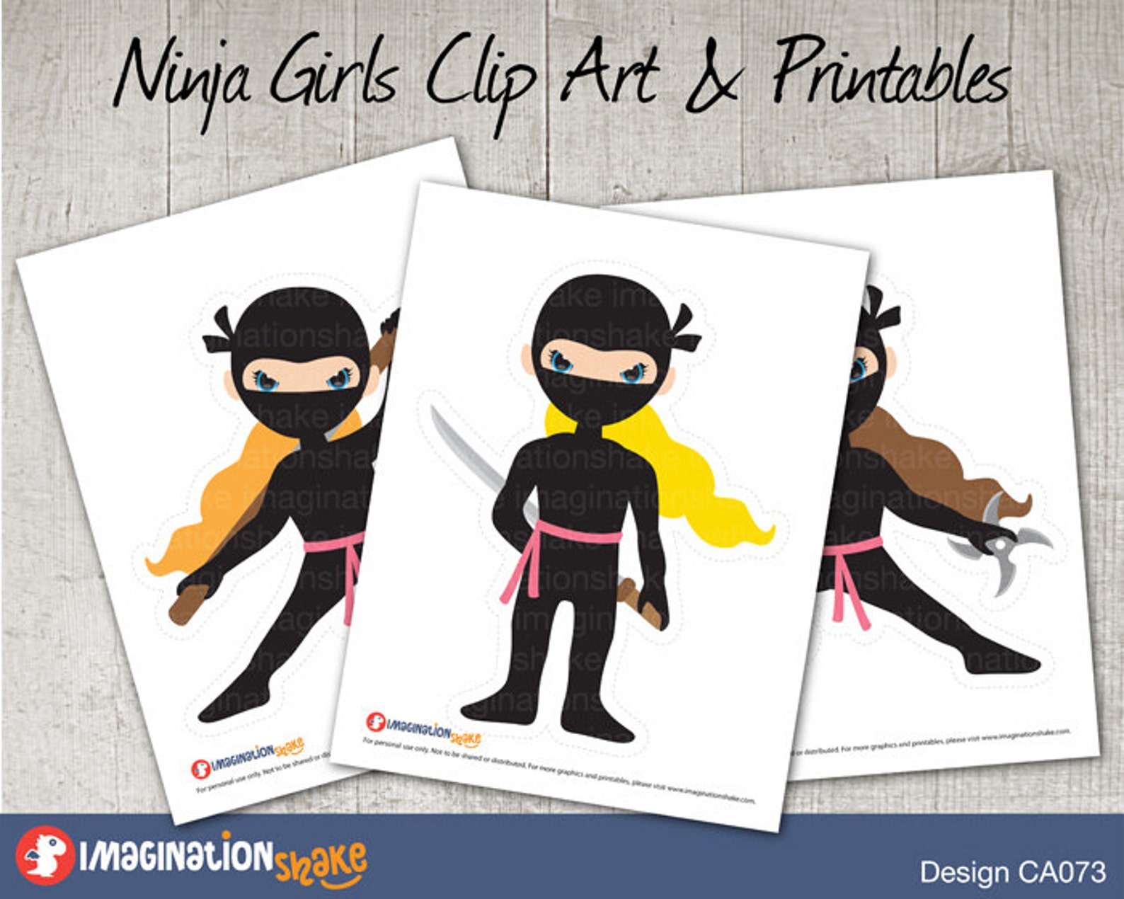 Ninja Girls Clip Art & Printables Set CA073 / Clipart / Ninja Wall ...