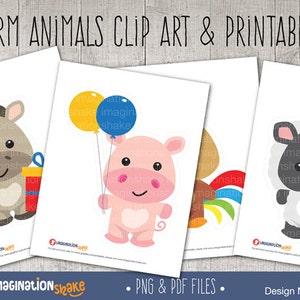 Farm Animals Party Clip Art & Printables Set / Farm Clipart / Farm Wall ...