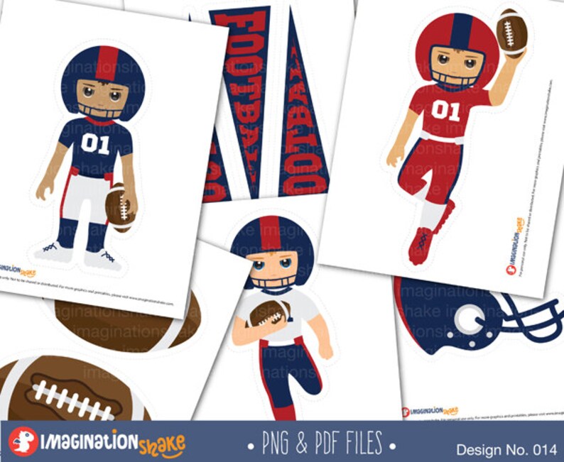 Red and Blue Football Players Clip Art & Printables / Football Team ...